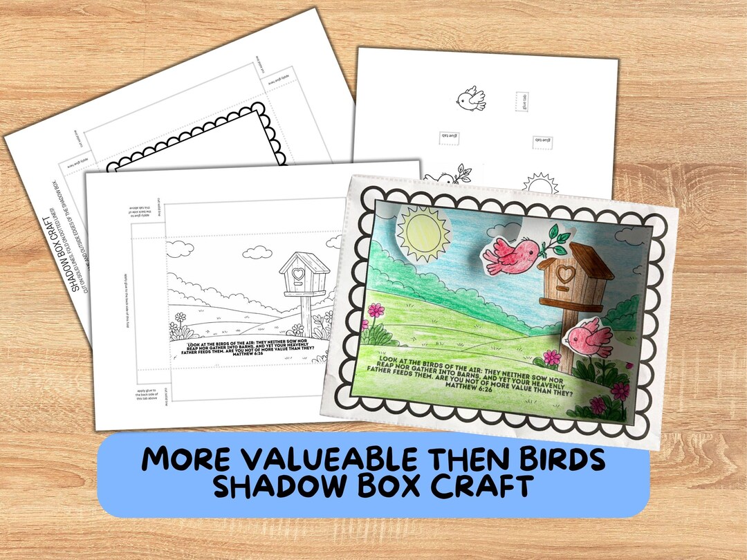 More Valuable Than Birds Shadow Box Craft | Matthew 6 Bible Verse ...