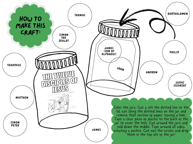 The Twelve Disciples of Jesus Printable Craft, Jesus and 12 Disciples ...