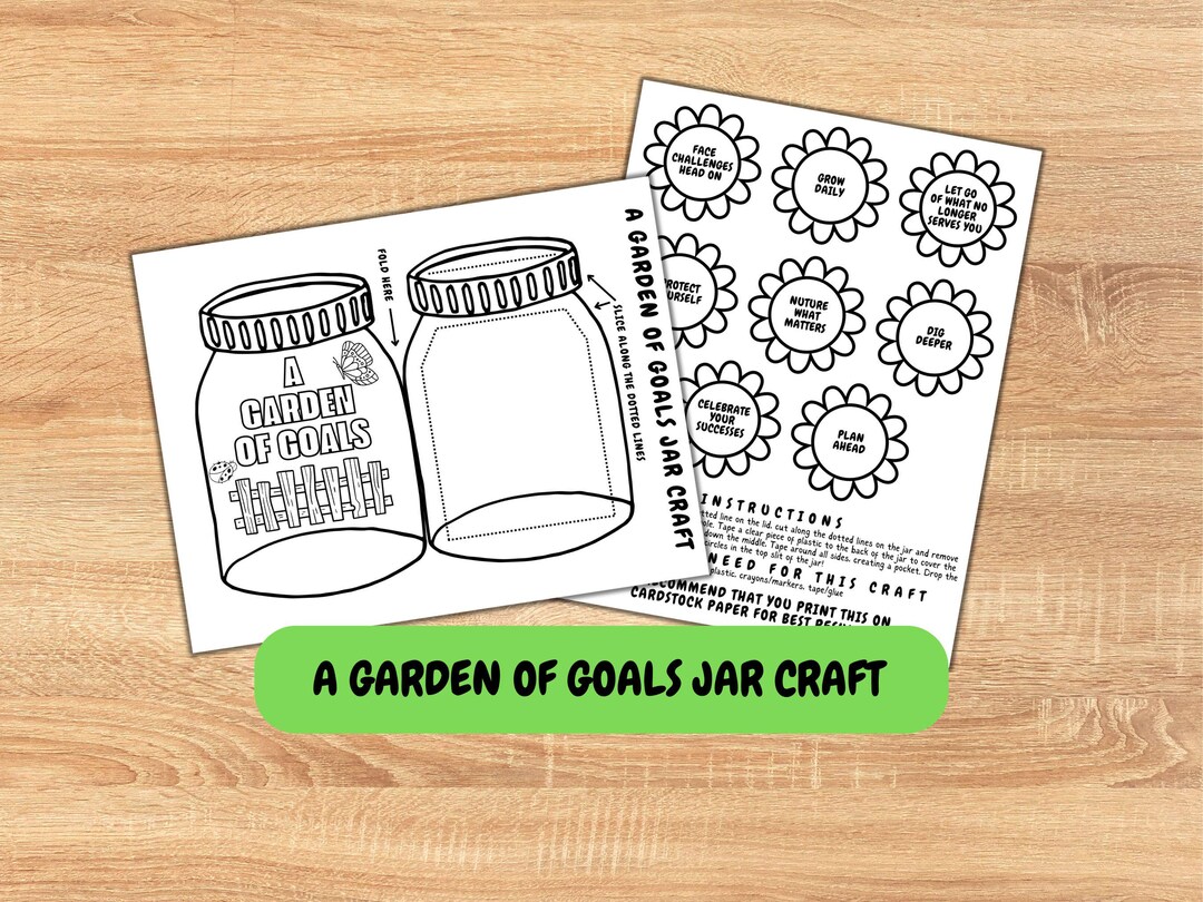 Printable Garden of Goals Jar Craft for Kids, Growing Goals Mason Jar ...