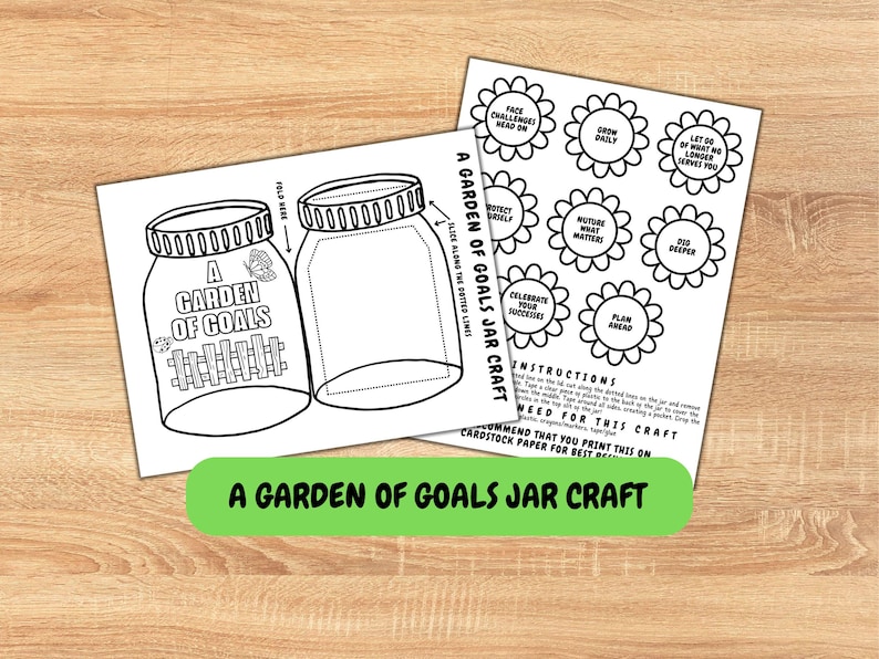Printable Garden of Goals Jar Craft for Kids, Growing Goals Mason Jar ...