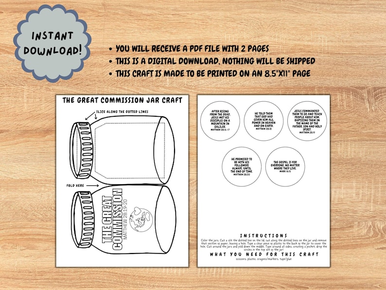 The Great Commission Printable Jar Craft for Kid's | Printable Bible ...