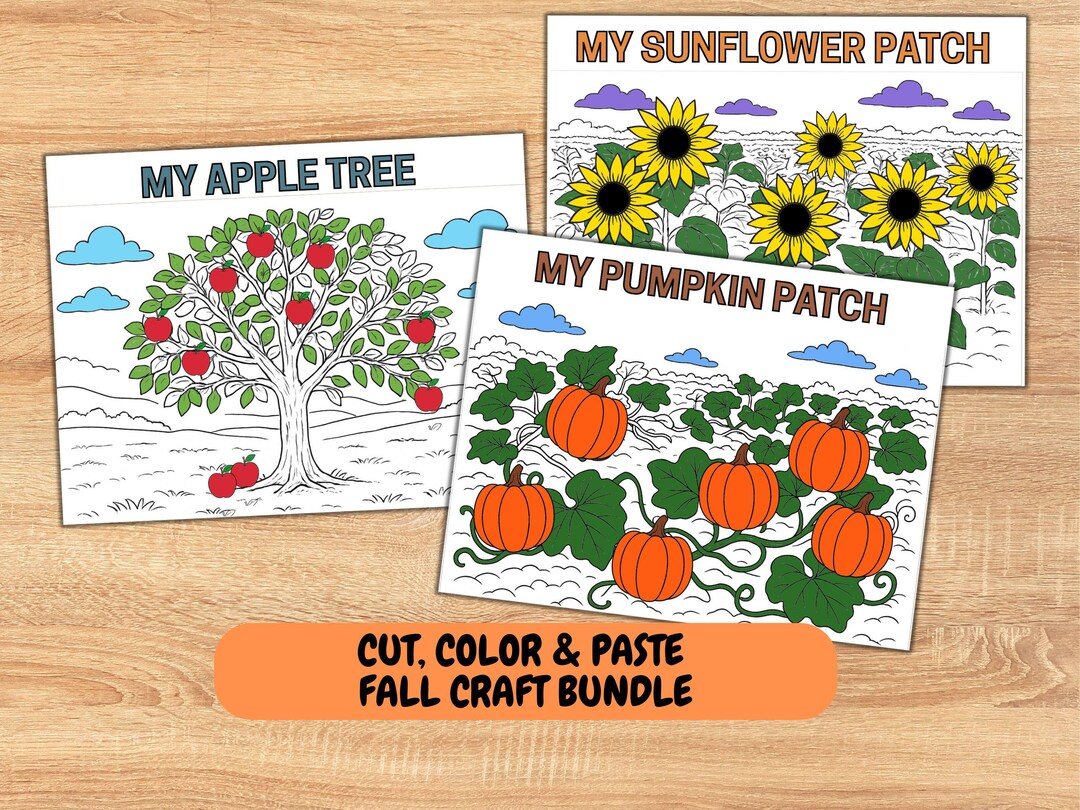 Printable Kid's Cut and Paste Fall Bundle Craft Activity | Fall Harvest ...