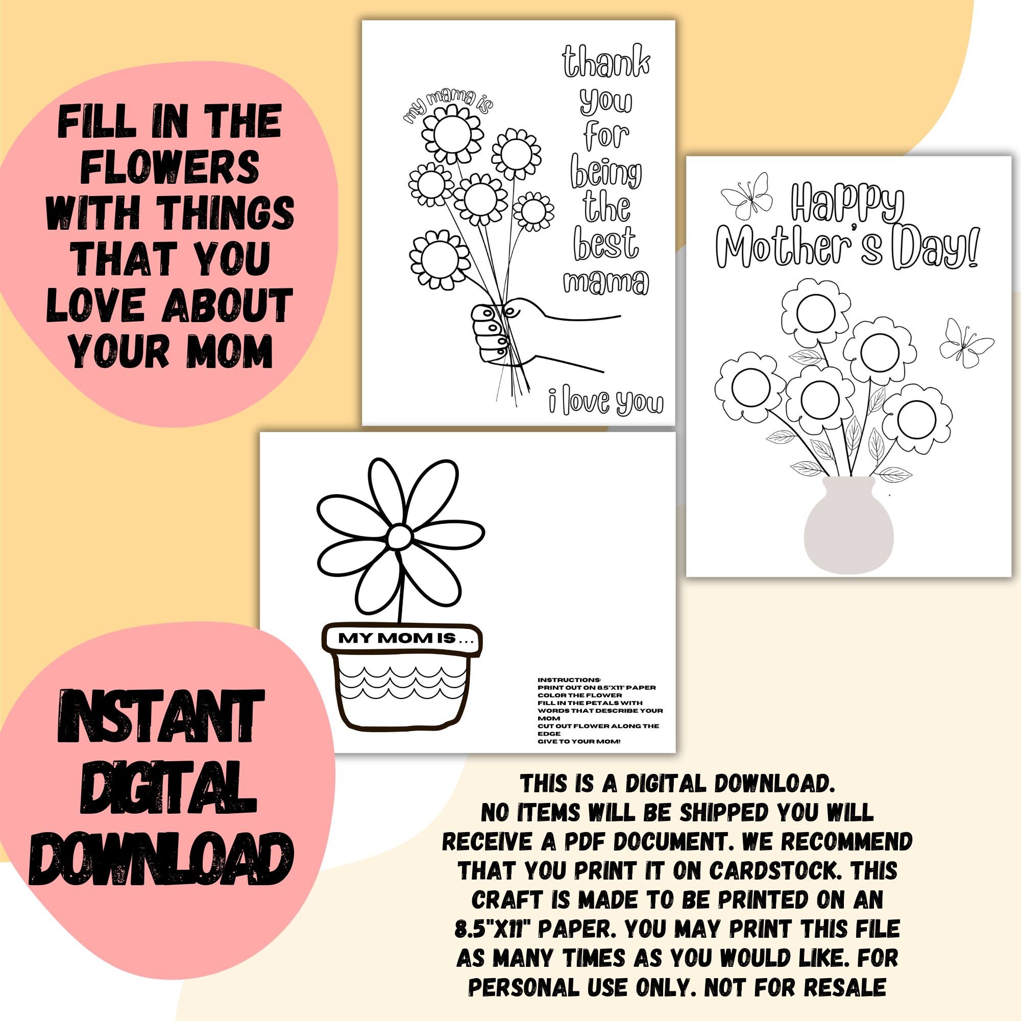 Mother's Day Printable Bundle Flower Bouquet All About My Mom Fill in ...