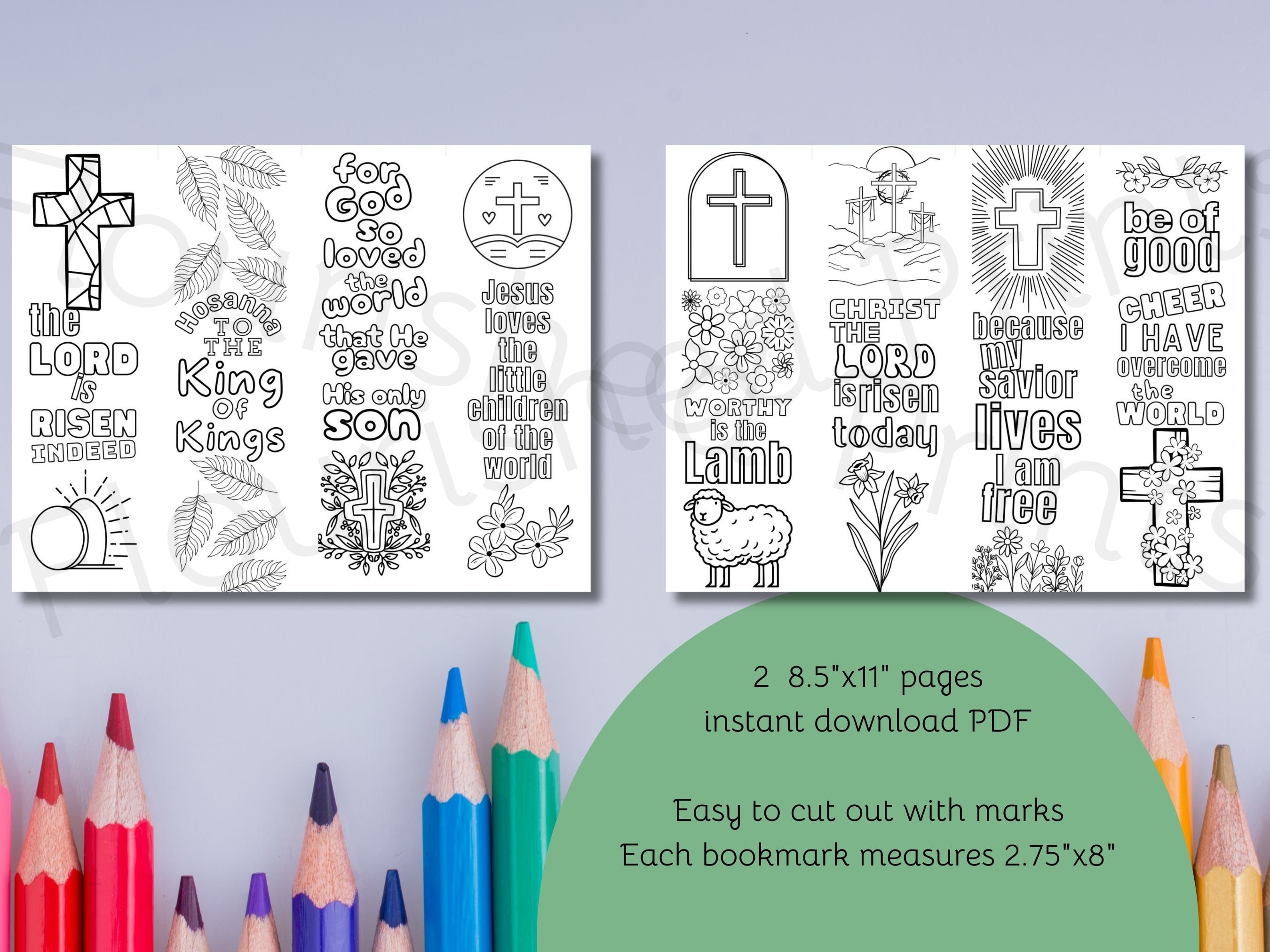 Printable Easter Coloring Bookmarks, Pack of 8 Religious Bookmarks ...