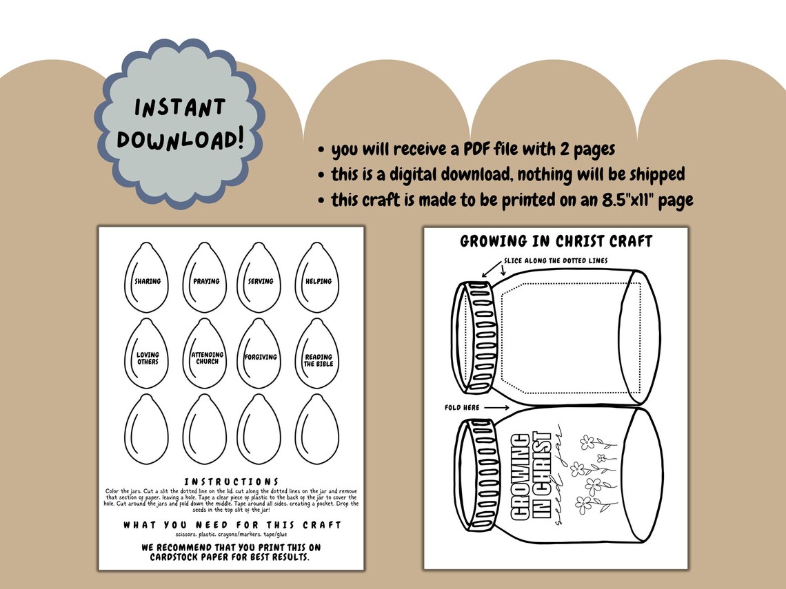 Growing in Christ Printable Kid's Jar Craft, How to Grow in Christ ...
