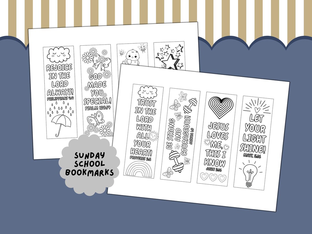 Kid's Bible Verse Printable Coloring Bookmarks, Religious Craft, Kids ...