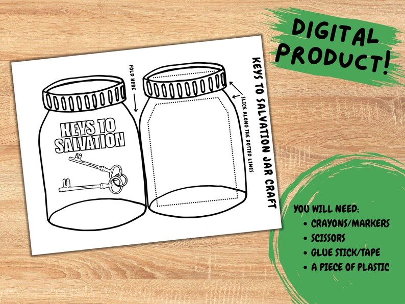 Keys of Salvation Craft for Kids, Color Gospel Printable Salvation Card ...