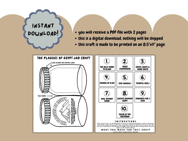 Plagues of Egypt Printable Craft, Sunday School Lesson Activity, Kids ...