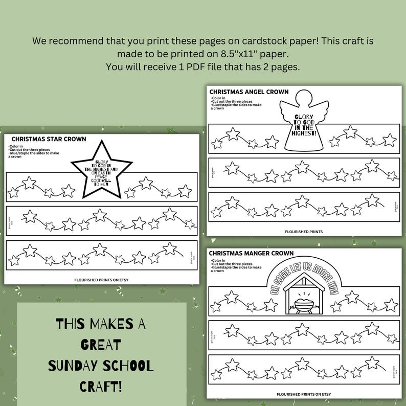 Printable Christmas Crowns, Coloring Headbands, Sunday School Craft ...