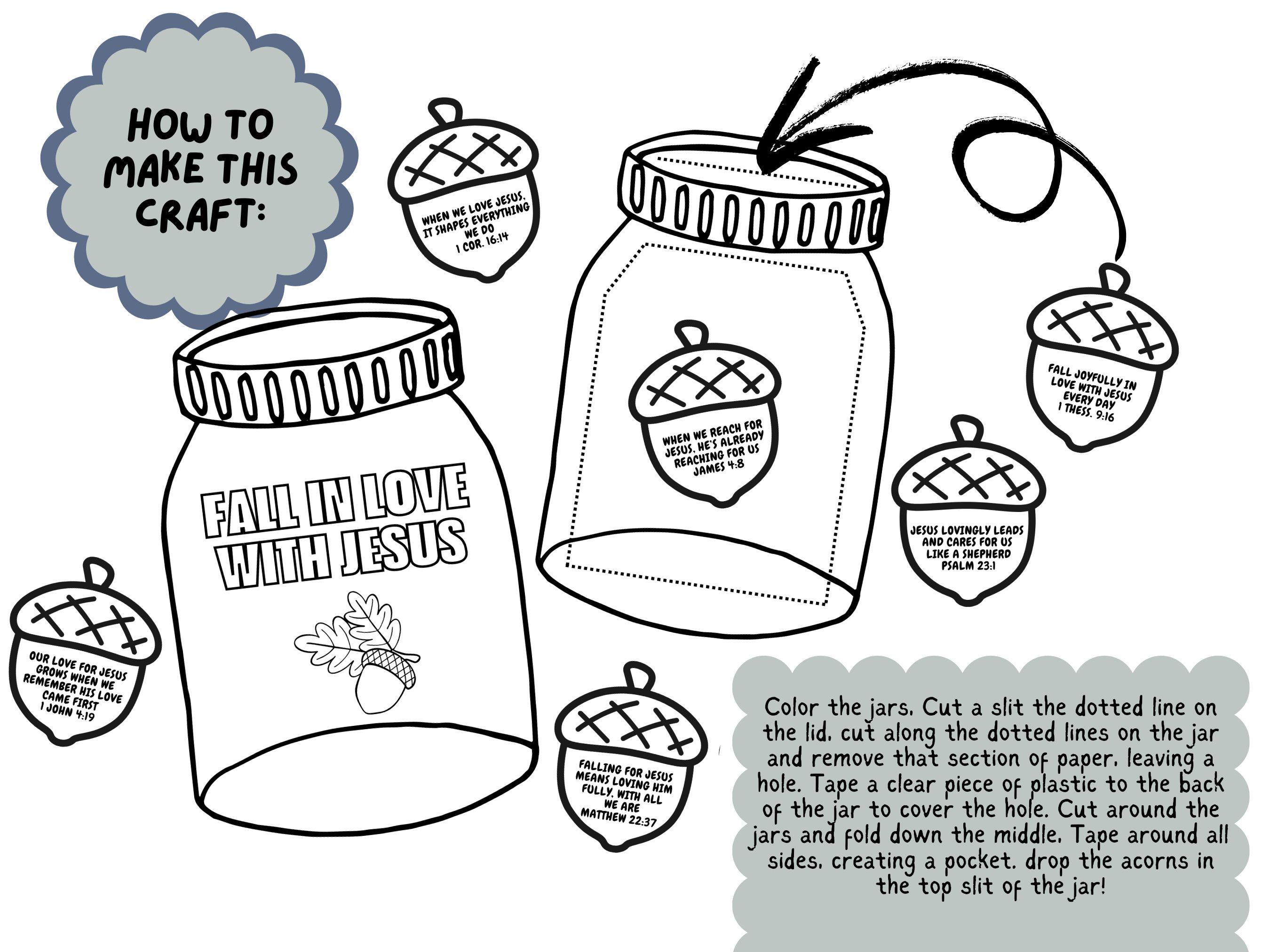 Fall in Love With Jesus Jar Craft, Fall Bible Paper Craft , Fall Bible ...