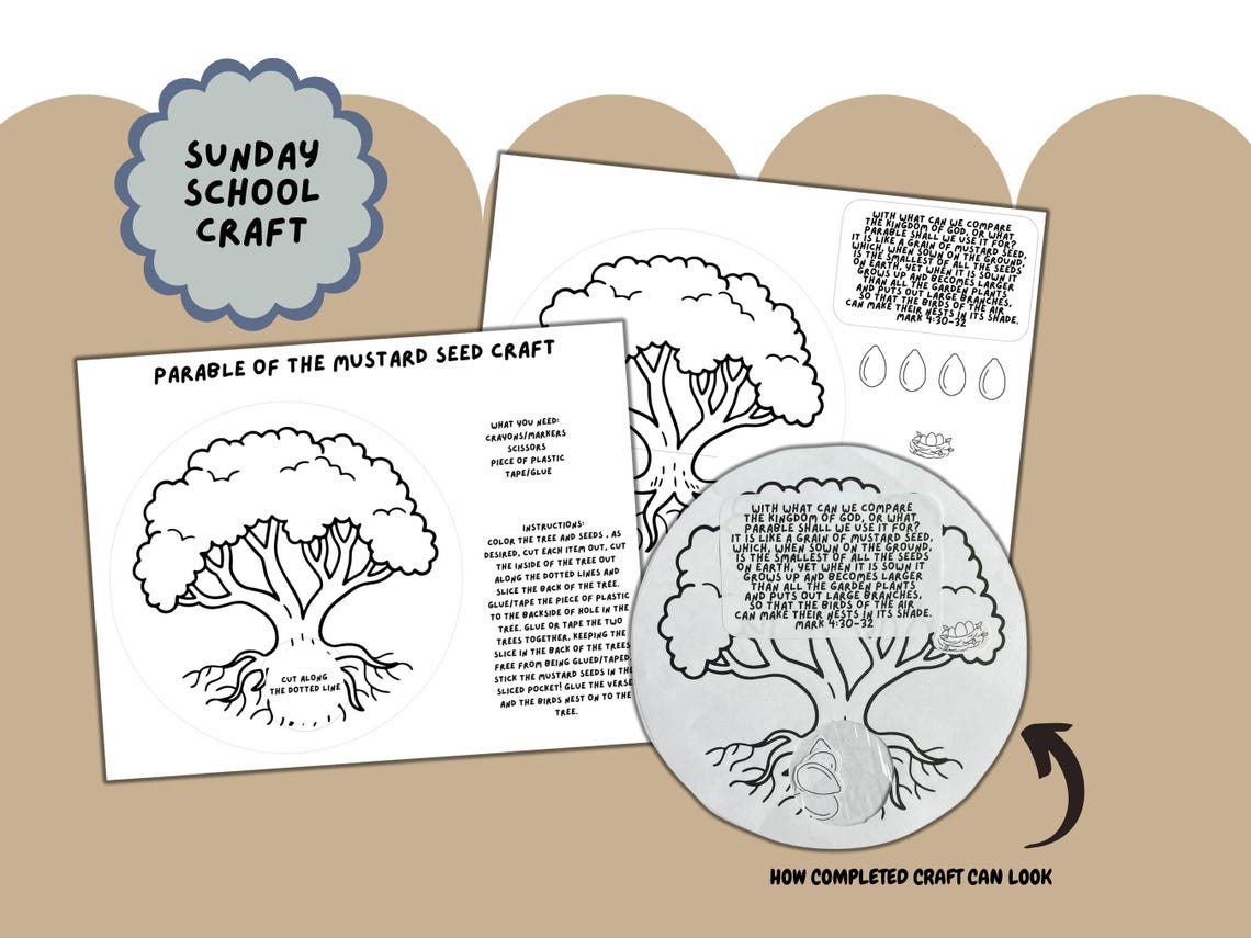 Parable of the Mustard Seed Craft, Bible Story Activity, Mark 4:30-32 ...
