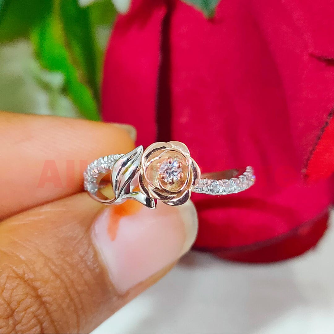 Disney Belle Rose Ring, 925 Sterling Silver, White Sapphire ...