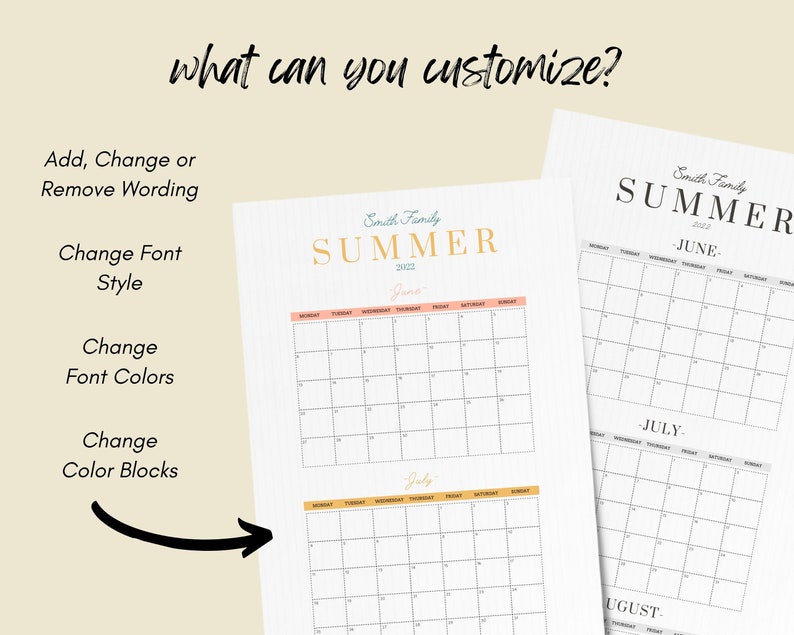 Giant Calendar Summer Bucket List Printable Fun Summer - Etsy