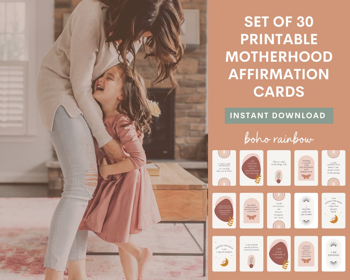 Set of 30 Motherhood Affirmation Printable Cards Digital - Etsy