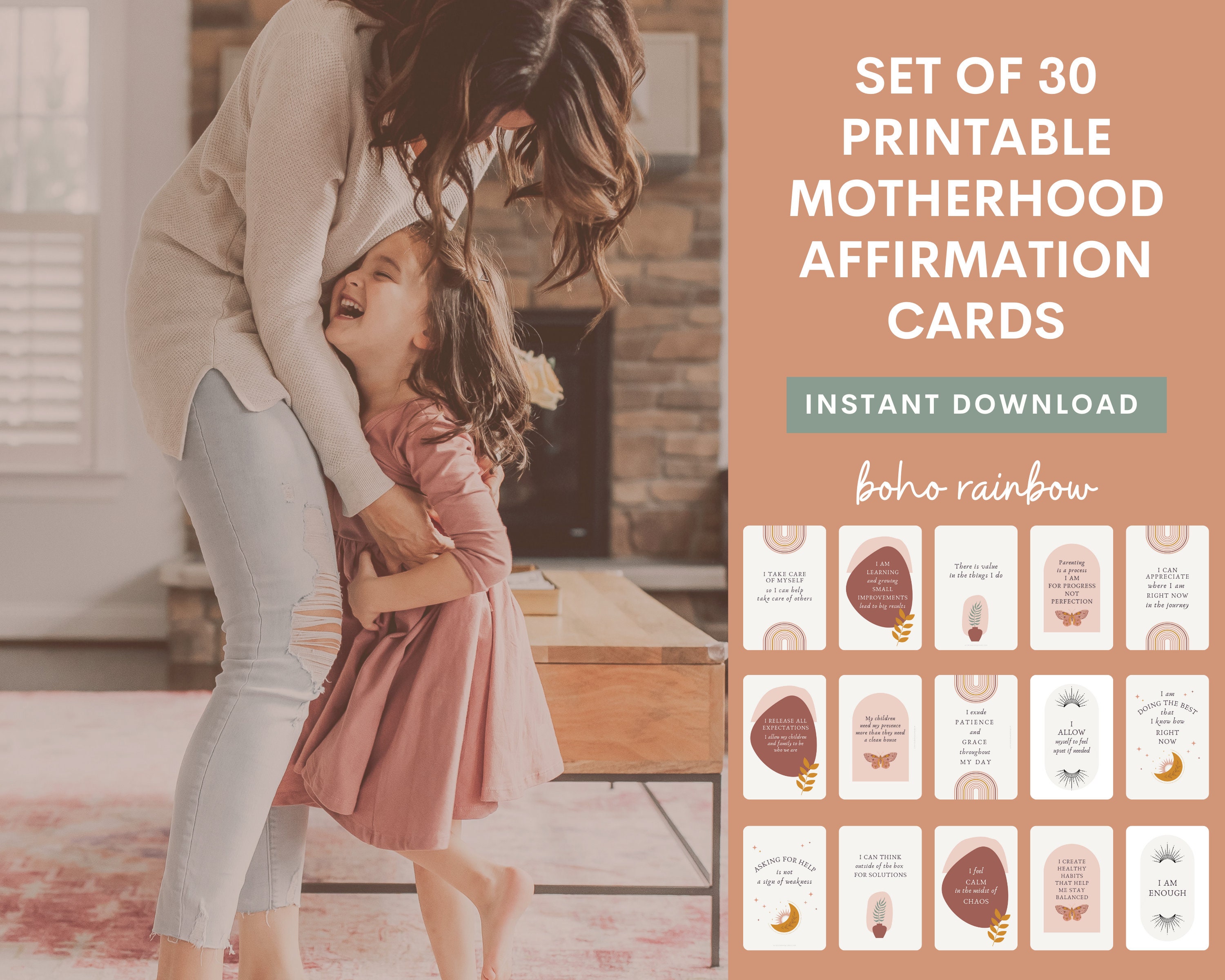 Set of 30 Motherhood Affirmation Printable Cards Digital - Etsy