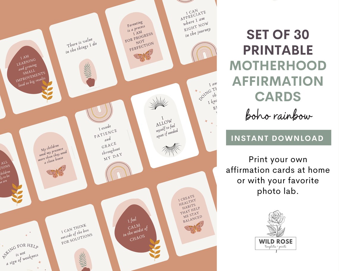 Set of 30 Motherhood Affirmation Printable Cards Digital - Etsy