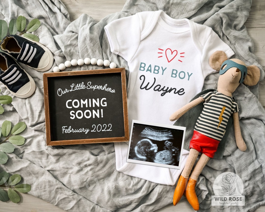 Superhero Baby Boy Announcement for Social Media - Etsy