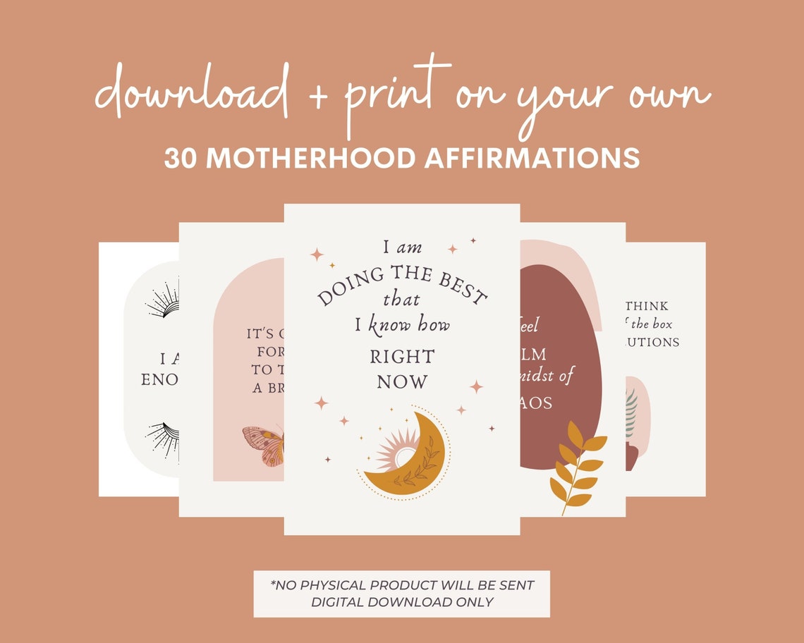 Set of 30 Motherhood Affirmation Printable Cards Digital - Etsy