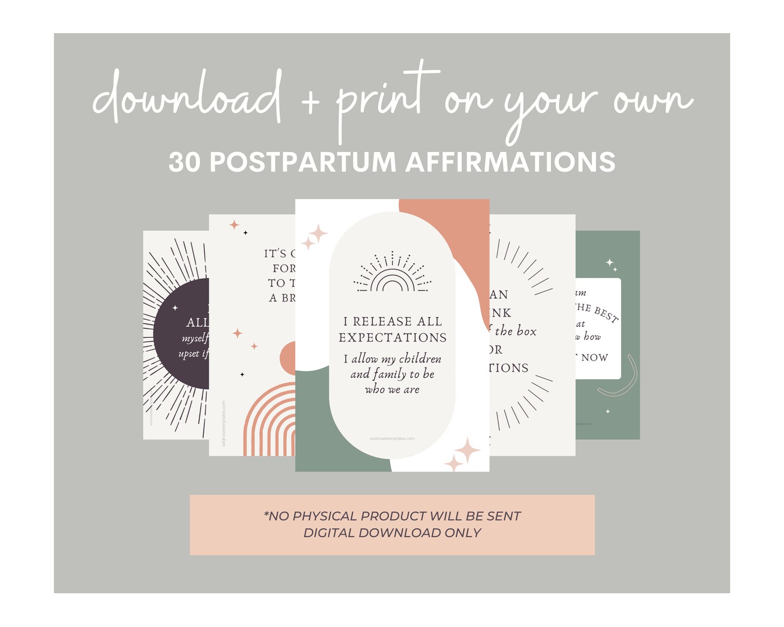 Set of 30 Postpartum Affirmation Printable Cards Digital - Etsy