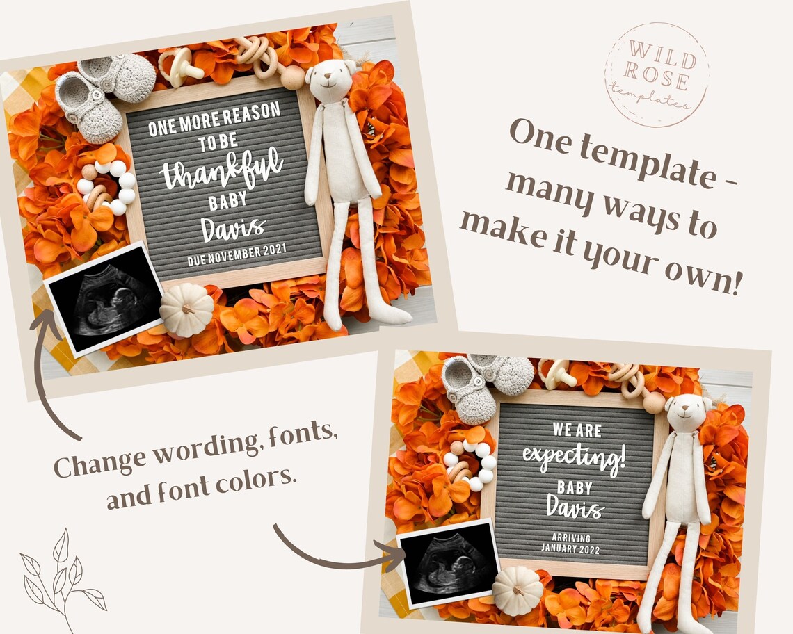 Fall Baby Birth Announcement for social media Edit-Yourself | Etsy