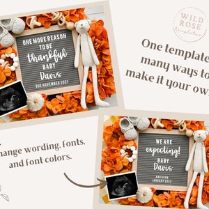 Fall Baby Birth Announcement for Social Media Edit-yourself - Etsy