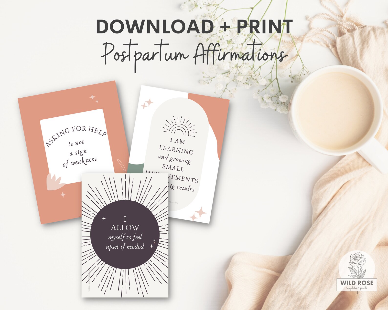 Set of 30 Postpartum Affirmation Printable Cards Digital - Etsy