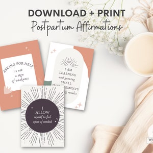 Set of 30 Postpartum Affirmation Printable Cards Digital Download ...