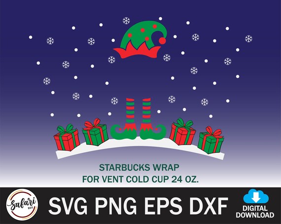 Seamless Full Wrap Christmas Elf Starbucks Cup SVG Cute Christmas elf ...