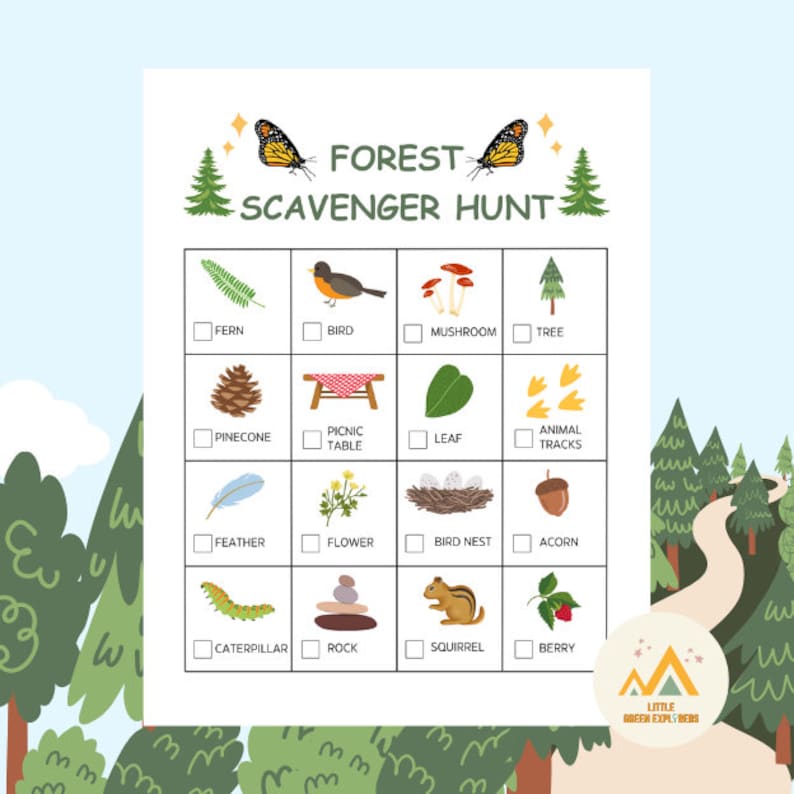 Printable Forest Scavenger Hunt for Kids Nature Activity - Etsy
