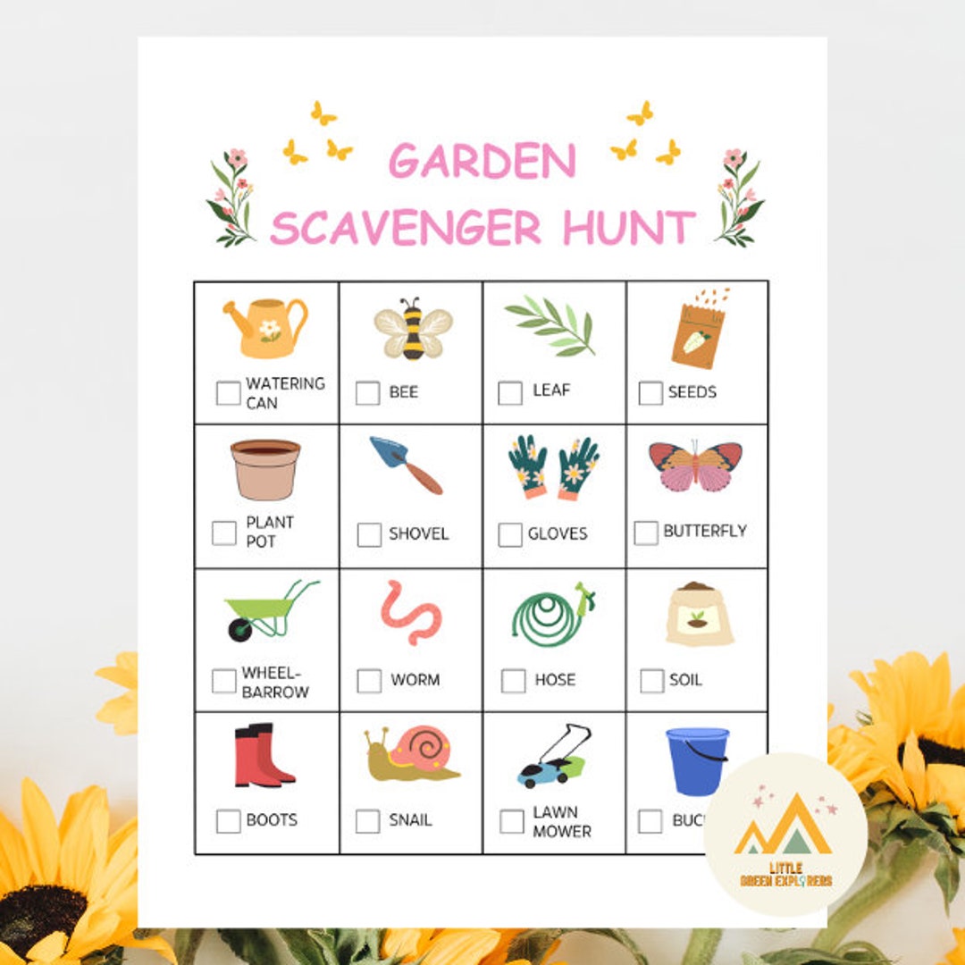 Printable Garden Scavenger Hunt for Kids Gardening With Kids - Etsy