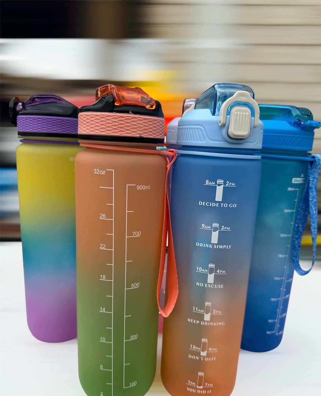 Motivational Water Bottles With Time Marker, 32oz,leakproof,bpa Free ...