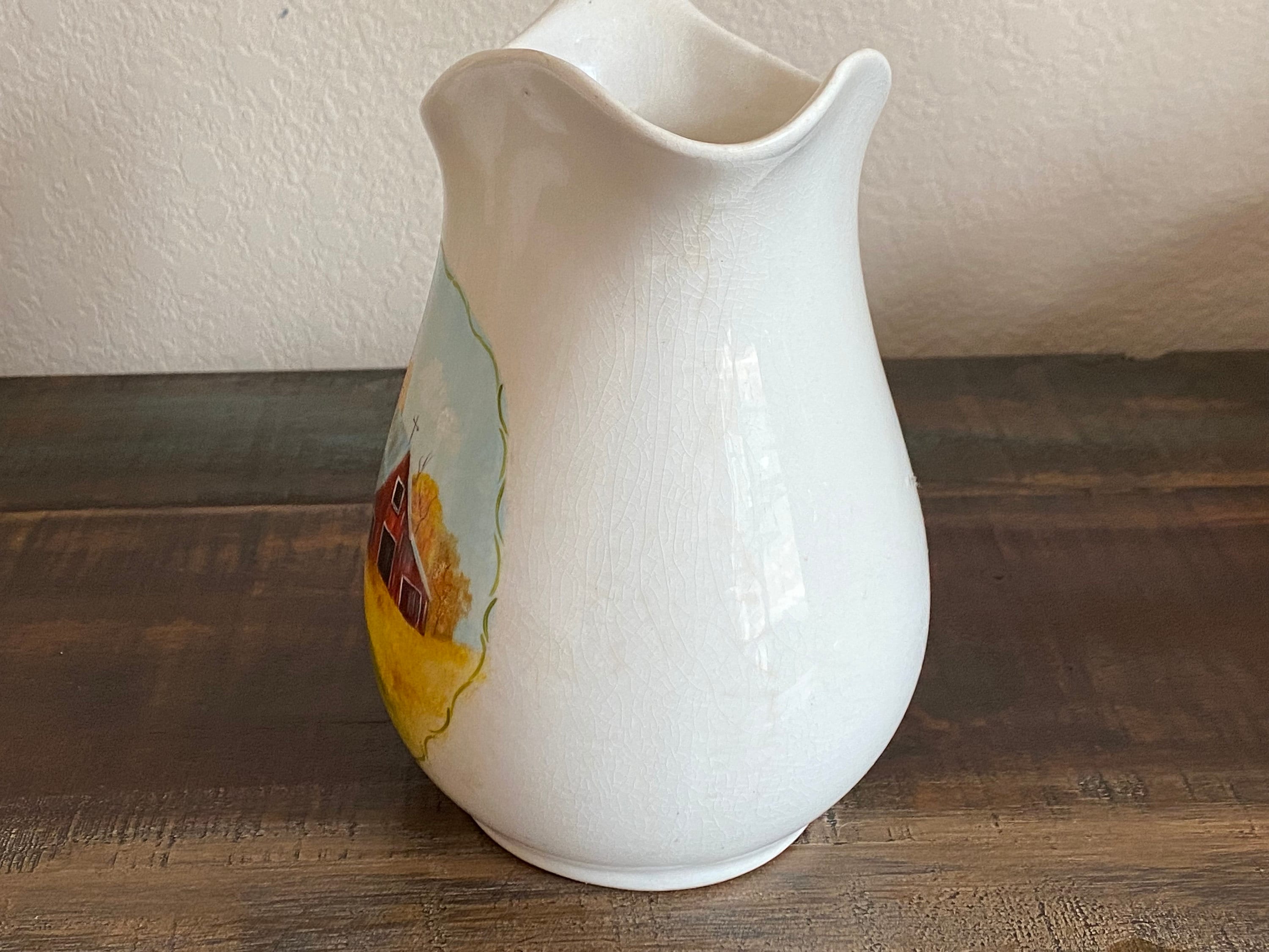 Antique Hand Painted and Signed Art Painting on Kitchen Pitcher- 7 Tall ...
