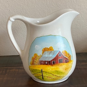 Antique Hand Painted and Signed Art Painting on Kitchen Pitcher- 7 Tall ...
