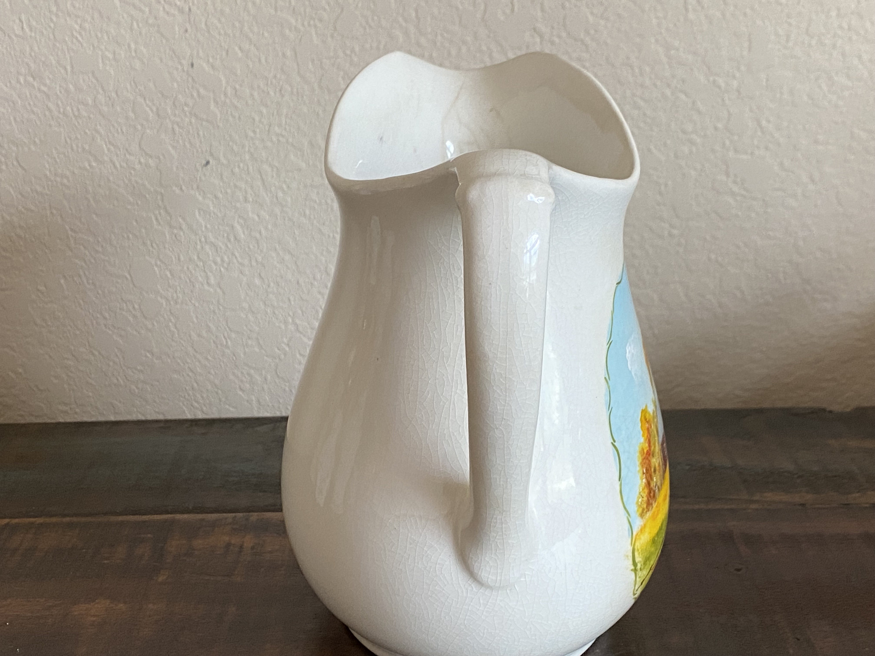 Antique Hand Painted and Signed Art Painting on Kitchen Pitcher 7 Tall ...