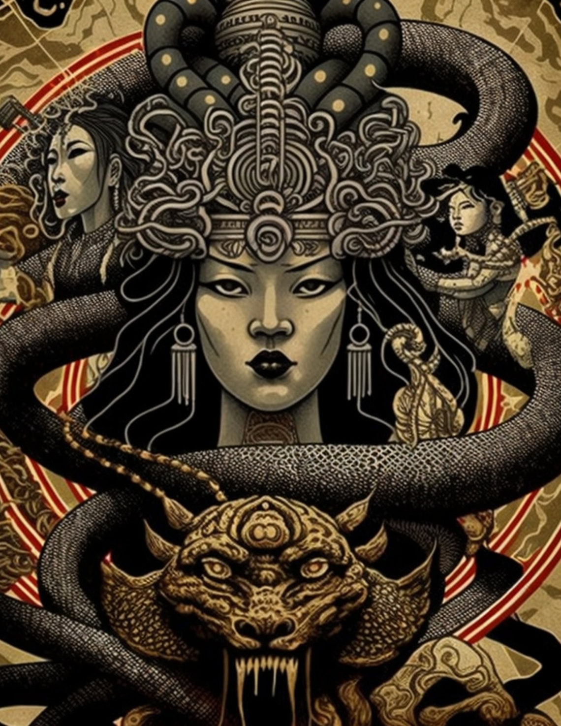 Serpent Goddess Angelic Snake Hot Beautiful Artistic - Etsy