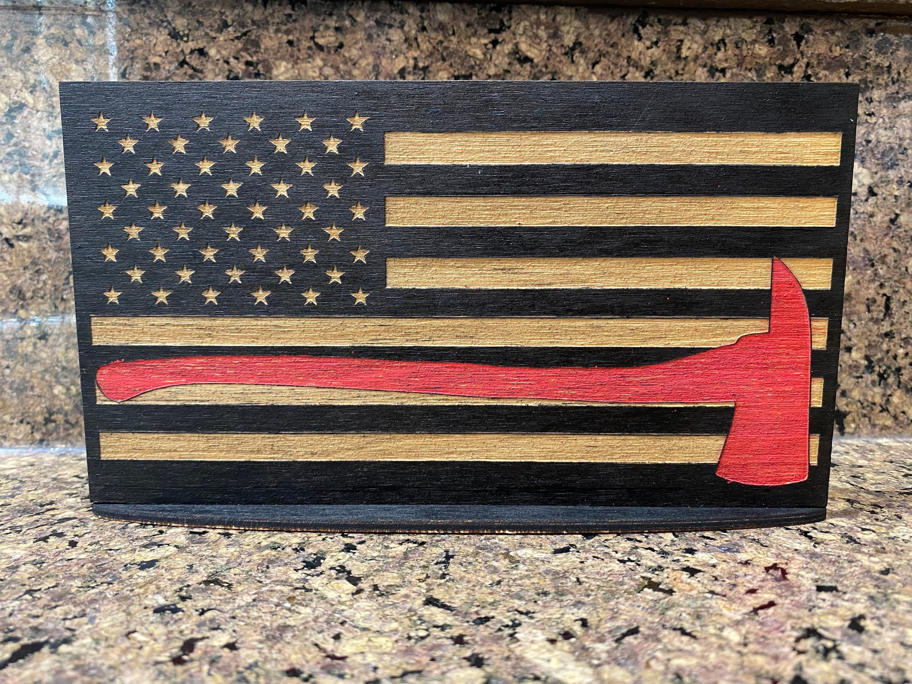 Thin Red Line Firefighters Firefighter axeDesktop flag | Etsy