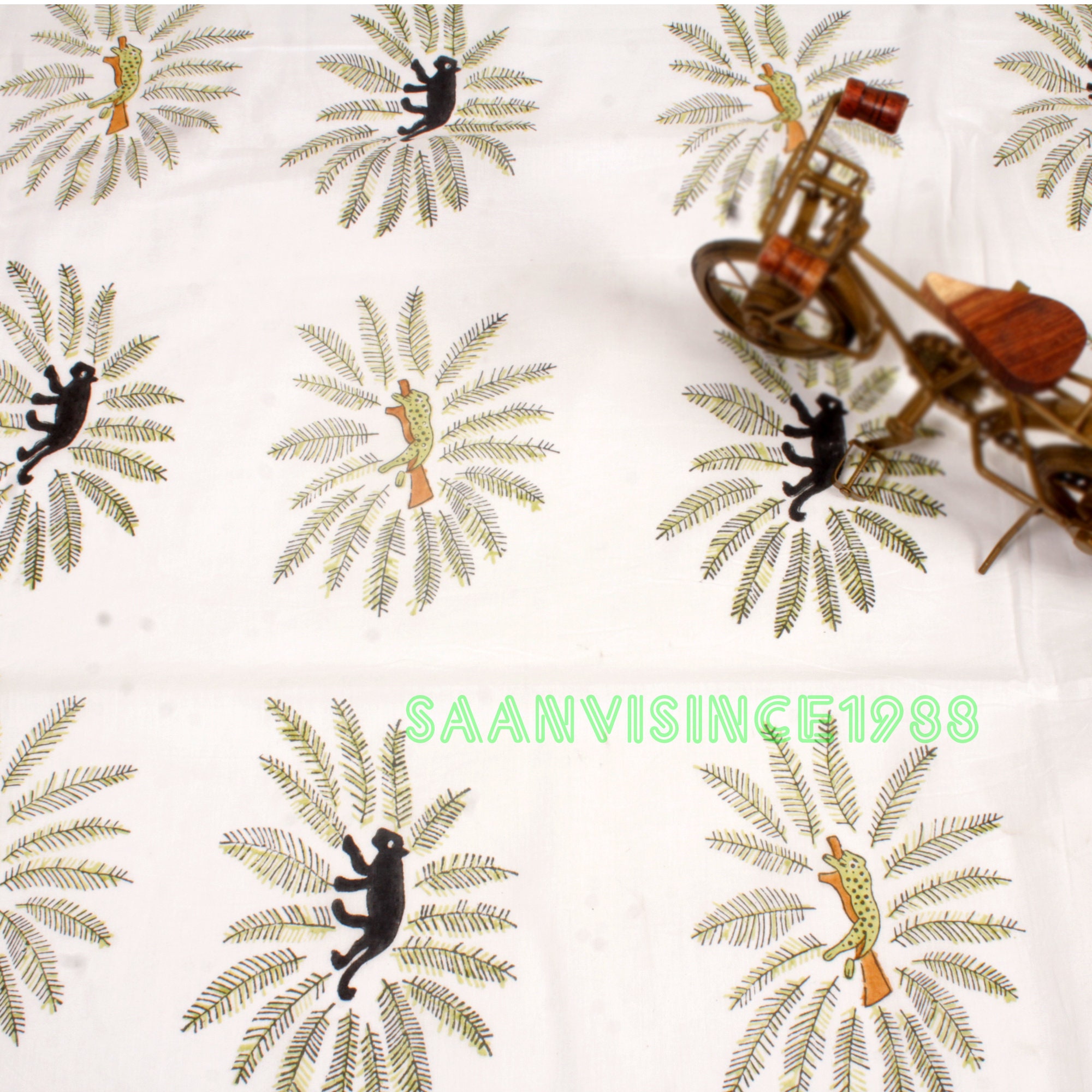 Pure Cotton Hand Block Print Fabric Leaf Floral Print Fabric Beautiful ...