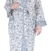 Handcrafted White Kimono Blue Botanical Pattern Women's White Kimono ...