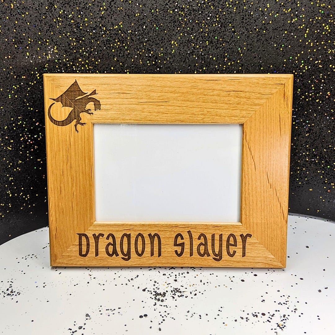 Fantasy Dnd Gifts Dragon Slayer Real Wood Frame for Father's Day or ...