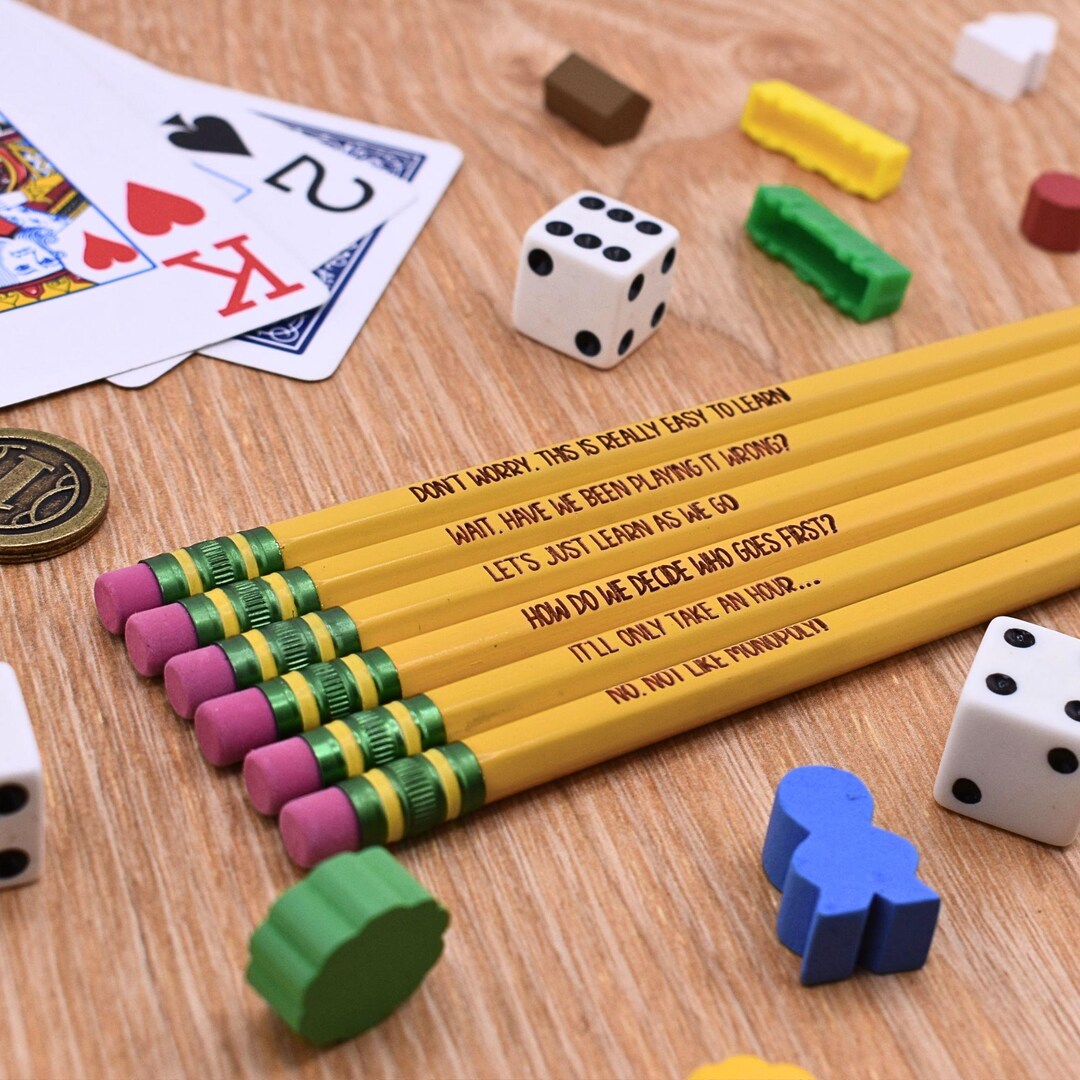 Engraved Board Game Pencils: Funny Tabletop Gaming Stocking Stuffer ...
