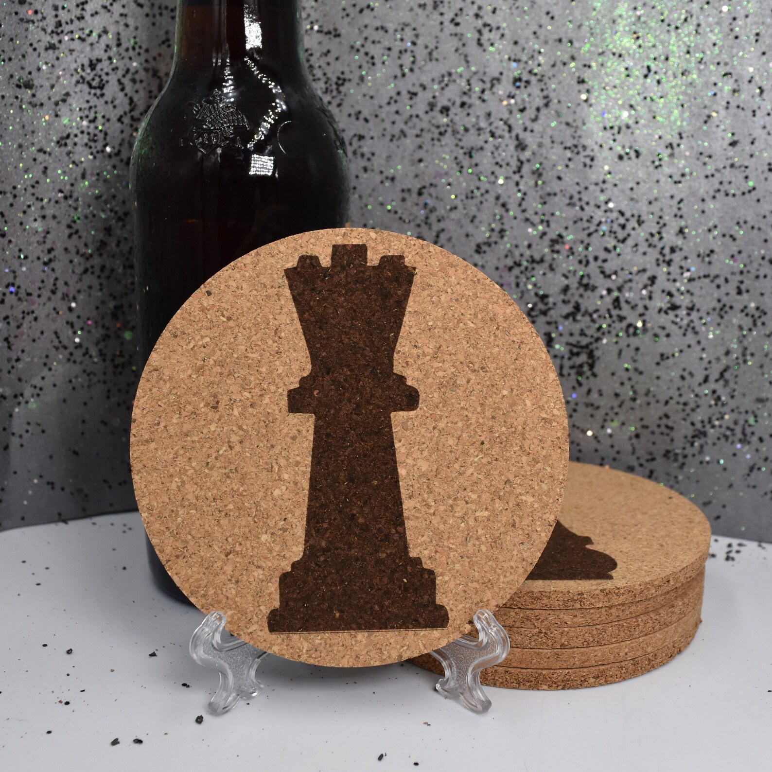 Round Cork Chess Table Coaster Set Board Game Gift - Etsy