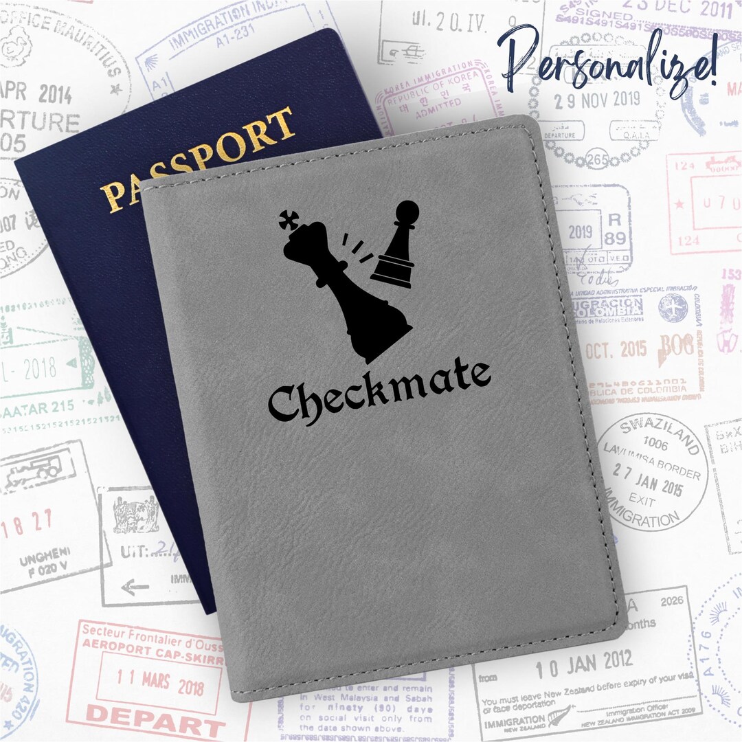 Personalized Passport Sleeve Checkmate Chess Gift for Faux Leather Cover - Etsy