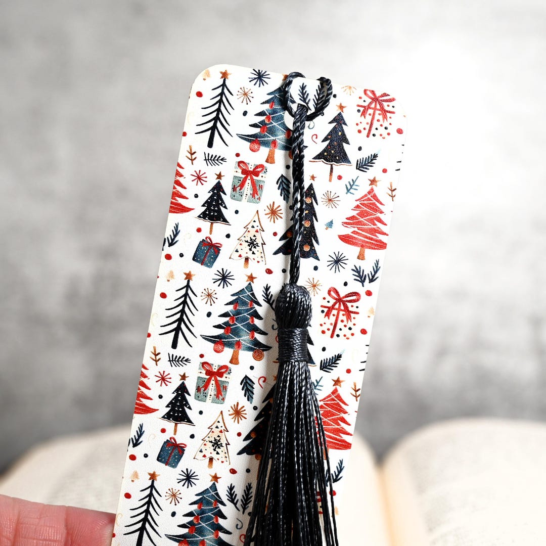 Cute Christmas Trees With Presents Bookmark for Holiday Party Favor ...