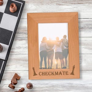 Checkmate Chess Pieces Engraved Wood Photo Frame for Chess Gifts for ...