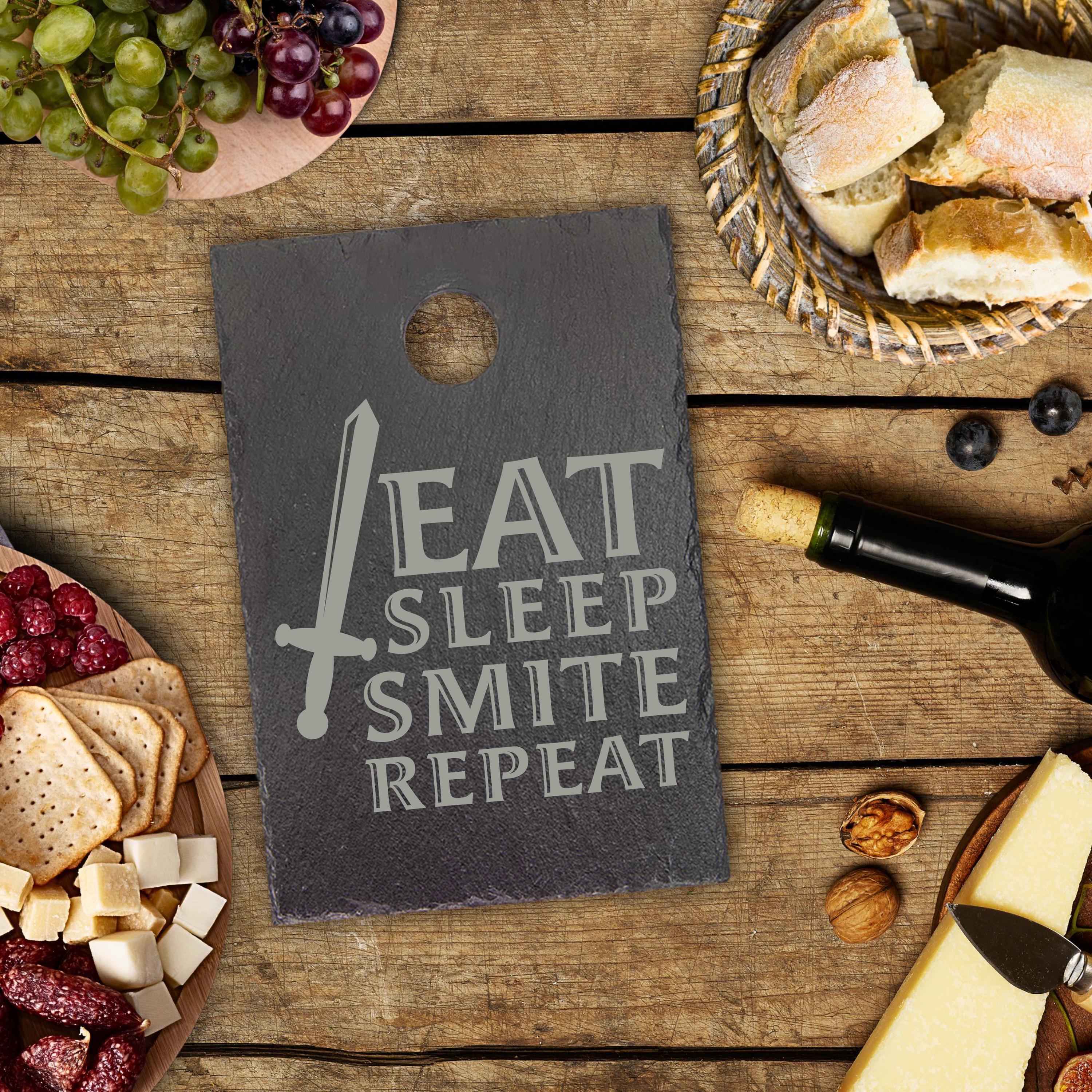 Dnd Decor Eat Sleep Smite Slate Bread Cheese Board for Housewarming Dnd ...