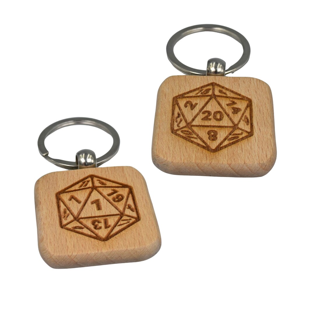 DND Gift D&D D20 / D1 Wood Keychain Dungeons and Dragons Gift Dungeon ...