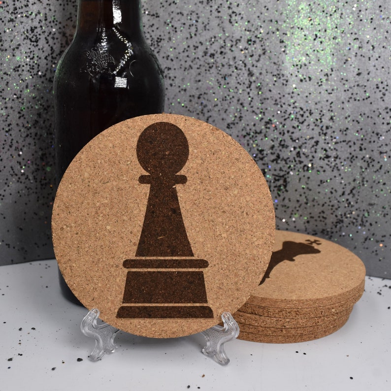 Round Cork Chess Table Coaster Set Board Game Gift - Etsy