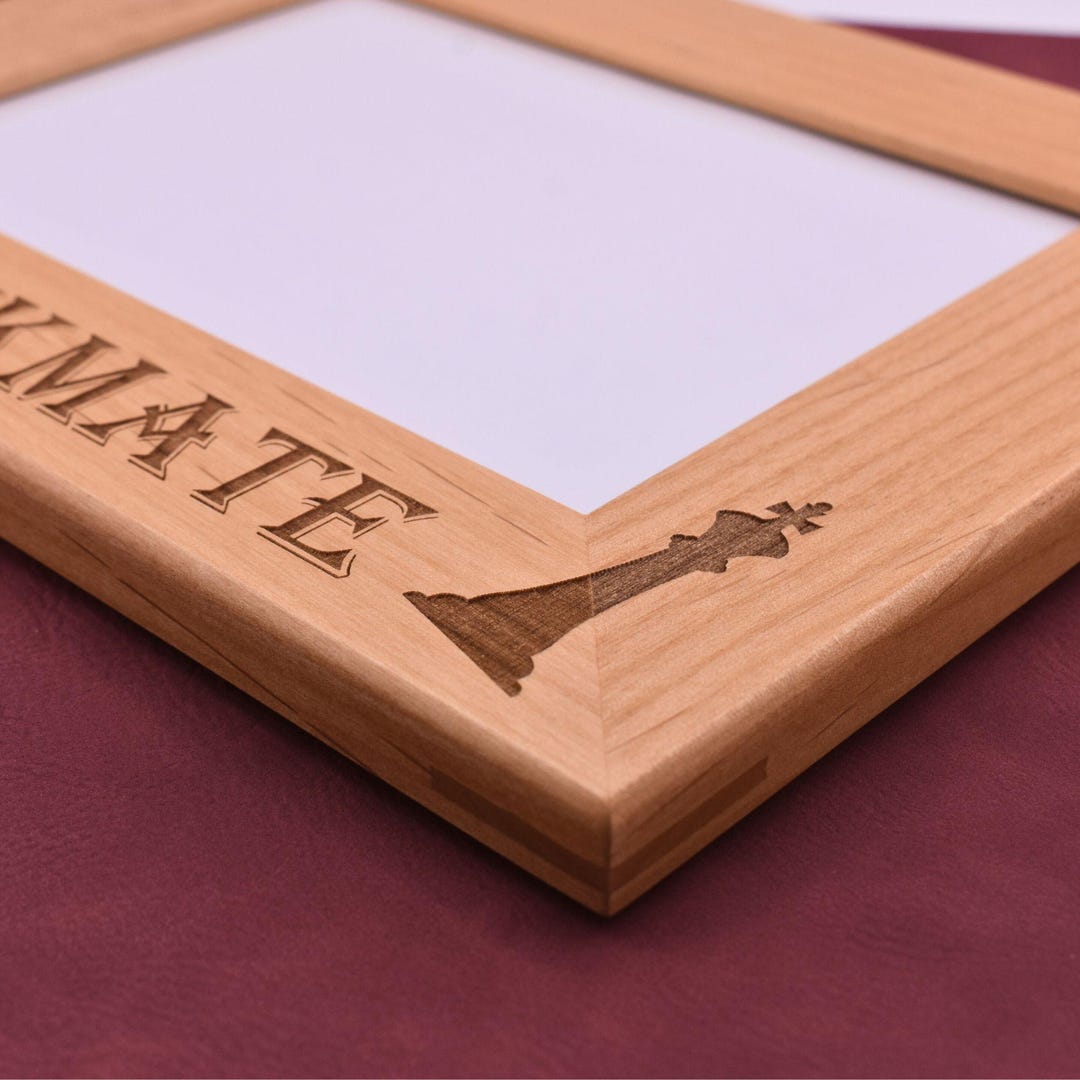Checkmate Chess Pieces Engraved Wood Photo Frame for Chess Gifts for ...