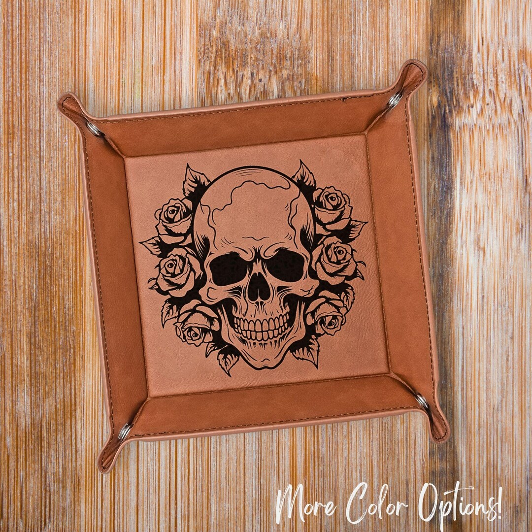Valet Tray Rose Skull Catch All for Men Groomsman Gifts or Dice Rolling ...