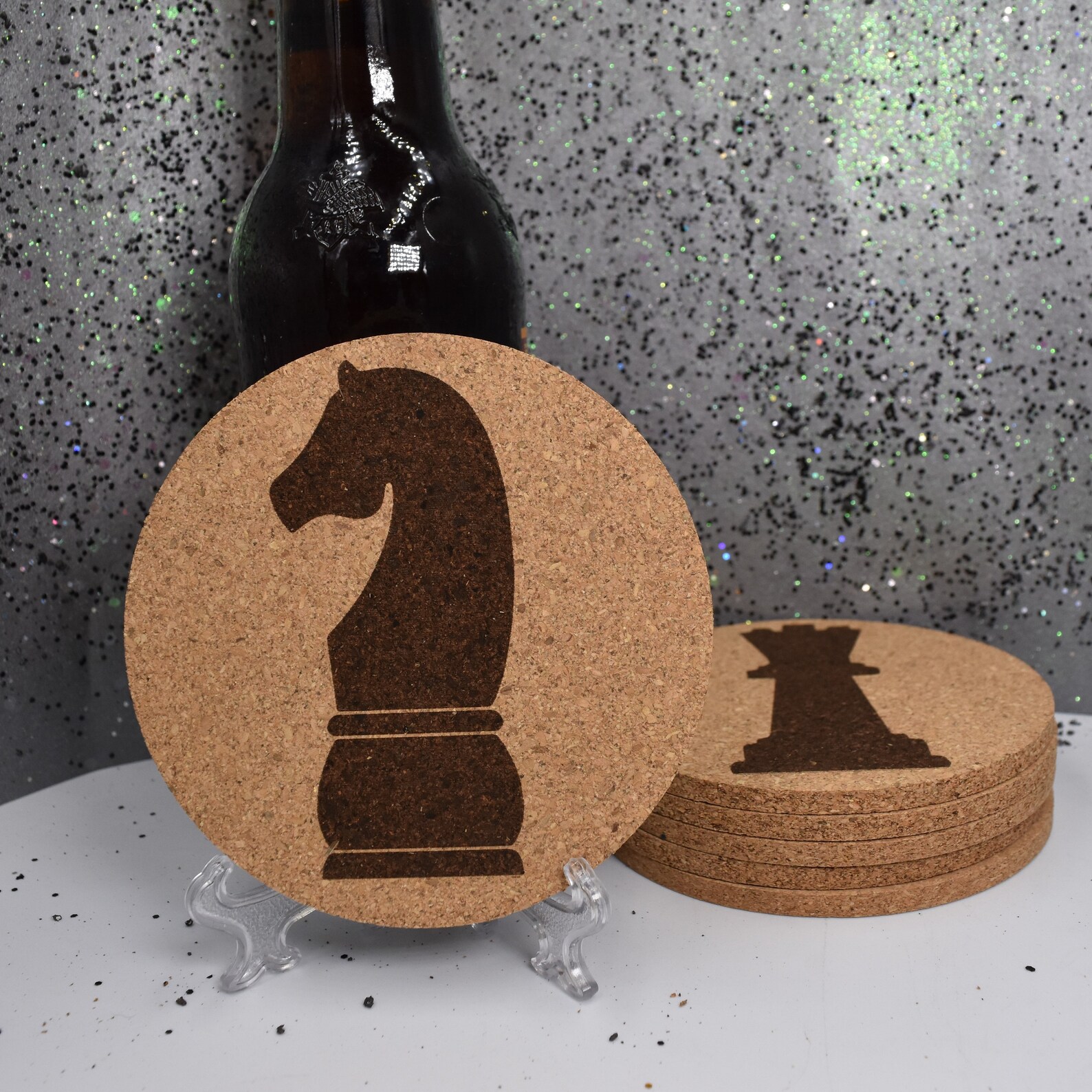 Round Cork Chess Table Coaster Set Board Game Gift - Etsy